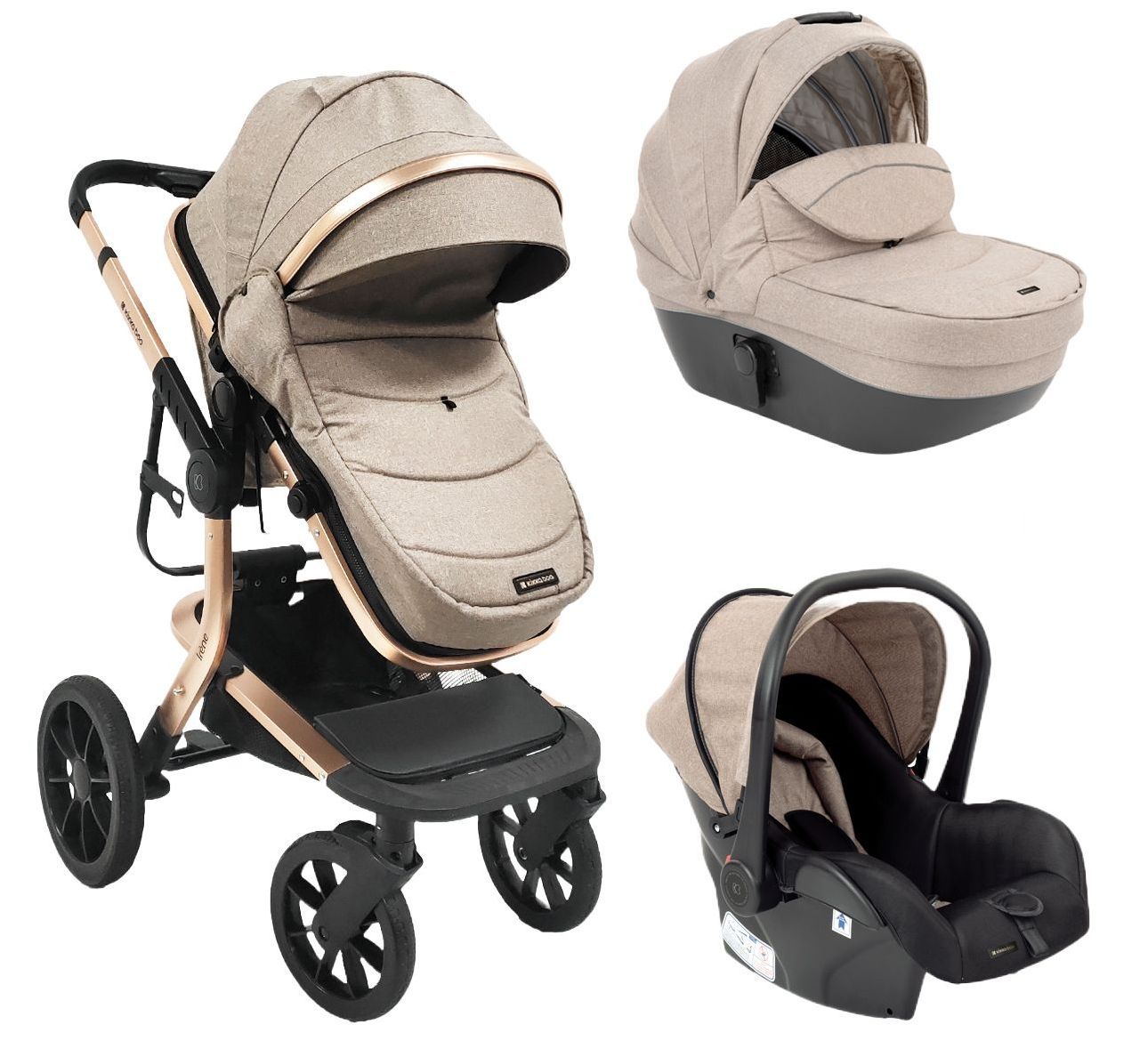 Комбинирана количка 3 в 1 KikkaBoo - Irene, бежова | Добра цена | Ozone.bg