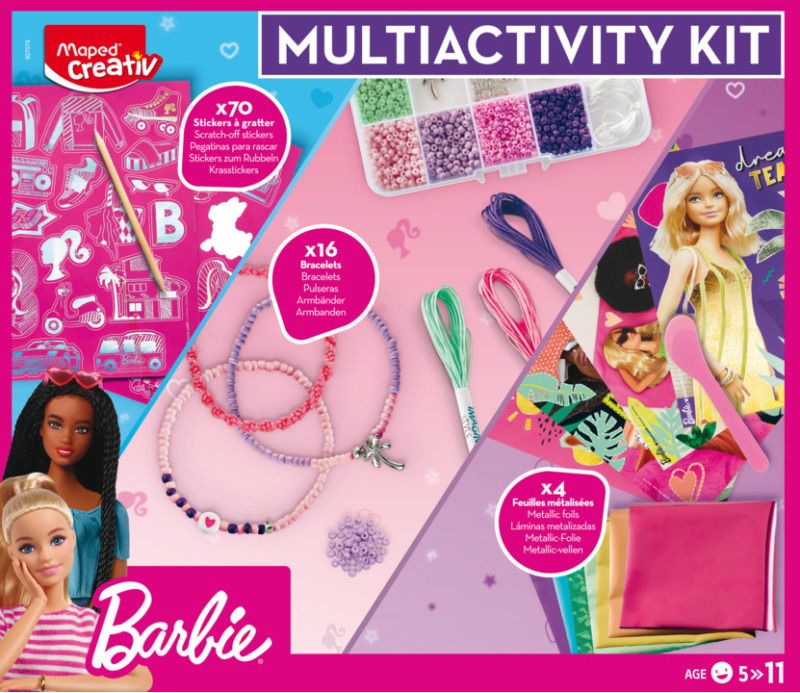 Творчески комплект Maped Creativ - Barbie, стикери, гривни и картички ...