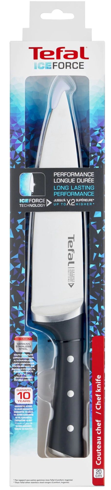 Кухненски нож Tefal - Ingenio Ice Force Chef, 20 cm, черен | Ozone.bg