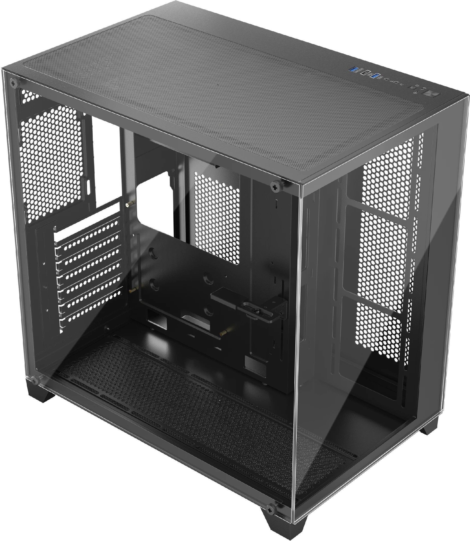 Кутия 1stPlayer - MEGAVIEW MV8 Black, mid tower, черна/прозрачна | Ozone.bg