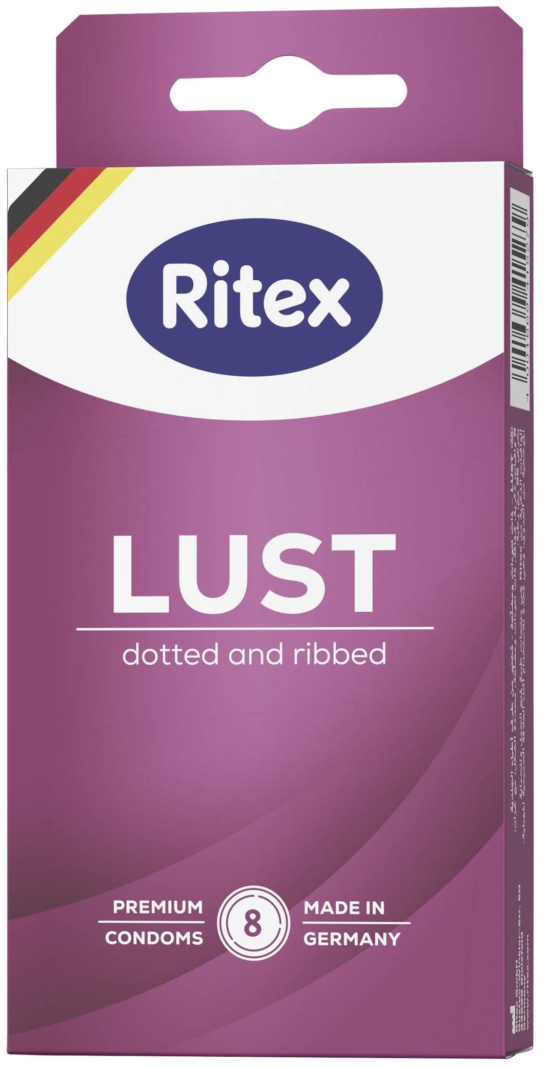 Lust Презервативи, оребрени и с точки, 8 броя, Ritex | Ozone.bg
