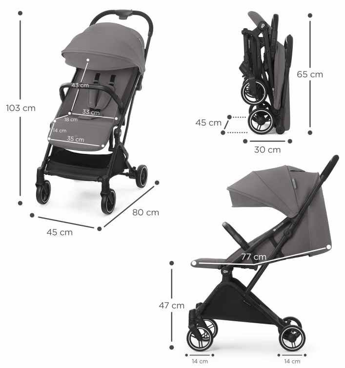 Лятна количка KinderKraft - Indy 2, сива | Добра цена | Ozone.bg