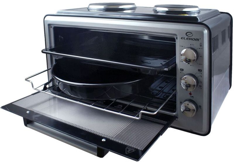 Малка готварска печка Elekom - EK 2005 OV, 1500W, 45 l, черна/сива | Ozone.bg