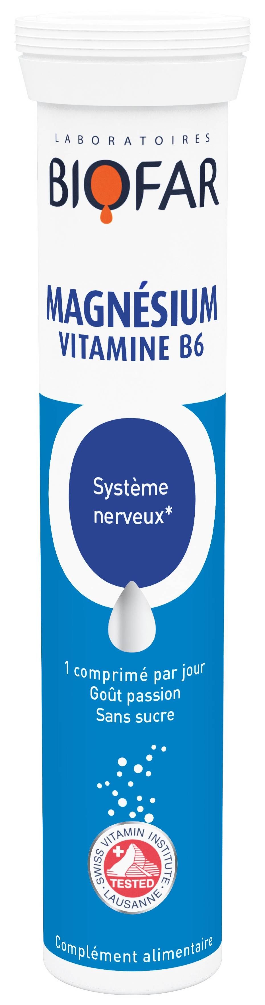 Magnesium + Vitamine B6, 20 ефервесцентни таблетки, Biofar | Ozone.bg