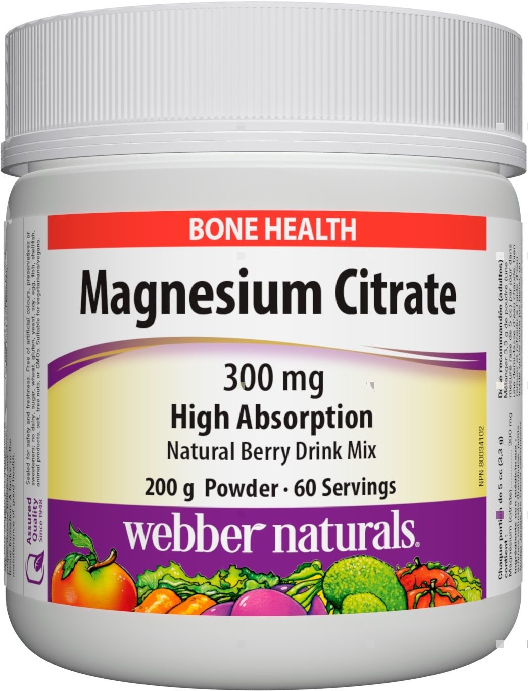 Magnesium Citrate High Absorption, 300 mg, 200 g, Webber Naturals ...