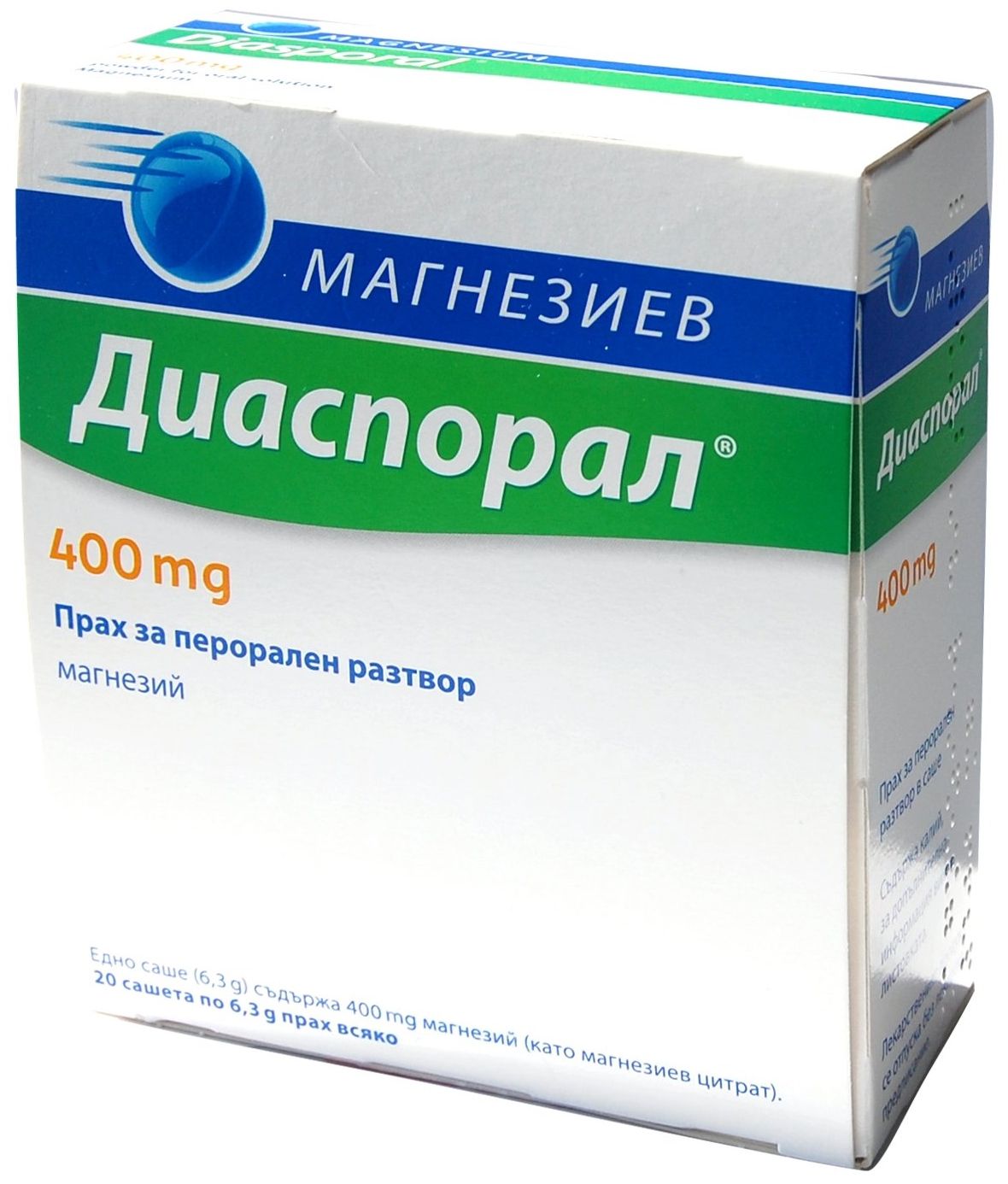 Магнезиев Диаспорал, 400 mg, 20 сашета, Protina | Ozone.bg