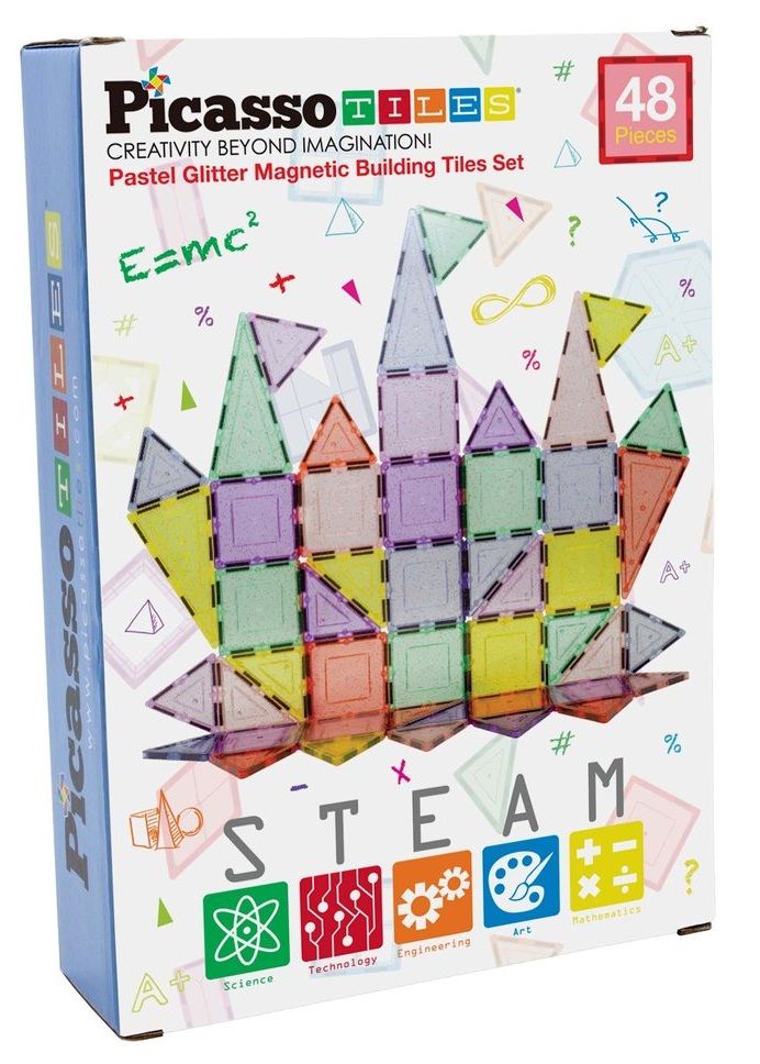Магнитен конструктор Picasso Tiles - Блясък, 48 части | Отлична цена ...