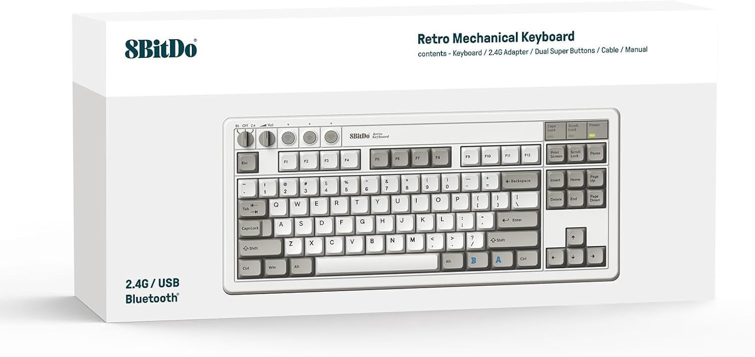 Механична клавиатура 8Bitdo - Retro 87 M Edition, безжична, Kailh Box V2 | Ozone.bg