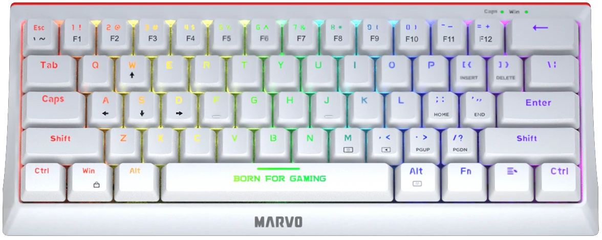 Механична клавиатура Marvo - KG962G Hecate 61R WH White, Red switches ...