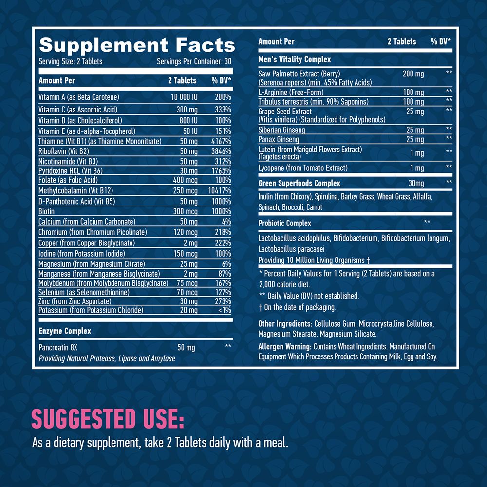 Men's Multivitamin Food Based, 60 таблетки, Haya Labs | Ozone.bg