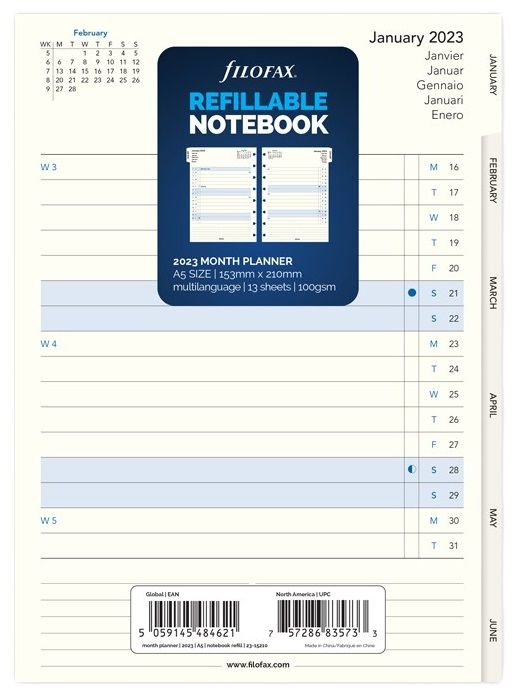 Месечен планер за тефтер Filofax - 2023 година | Ozone.bg