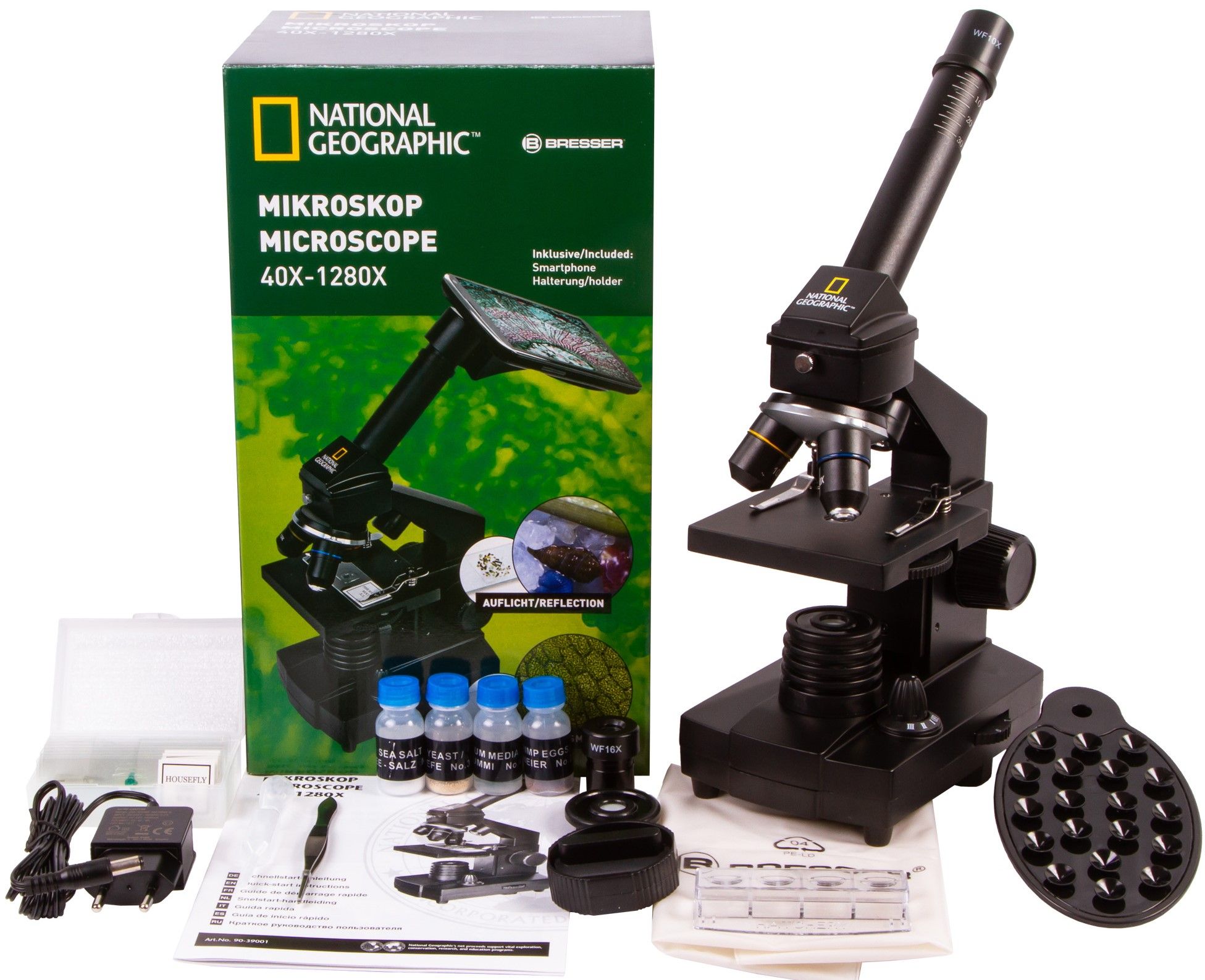 Микроскоп Bresser - National Geographic, 40-1280x, с място за смартфон ...