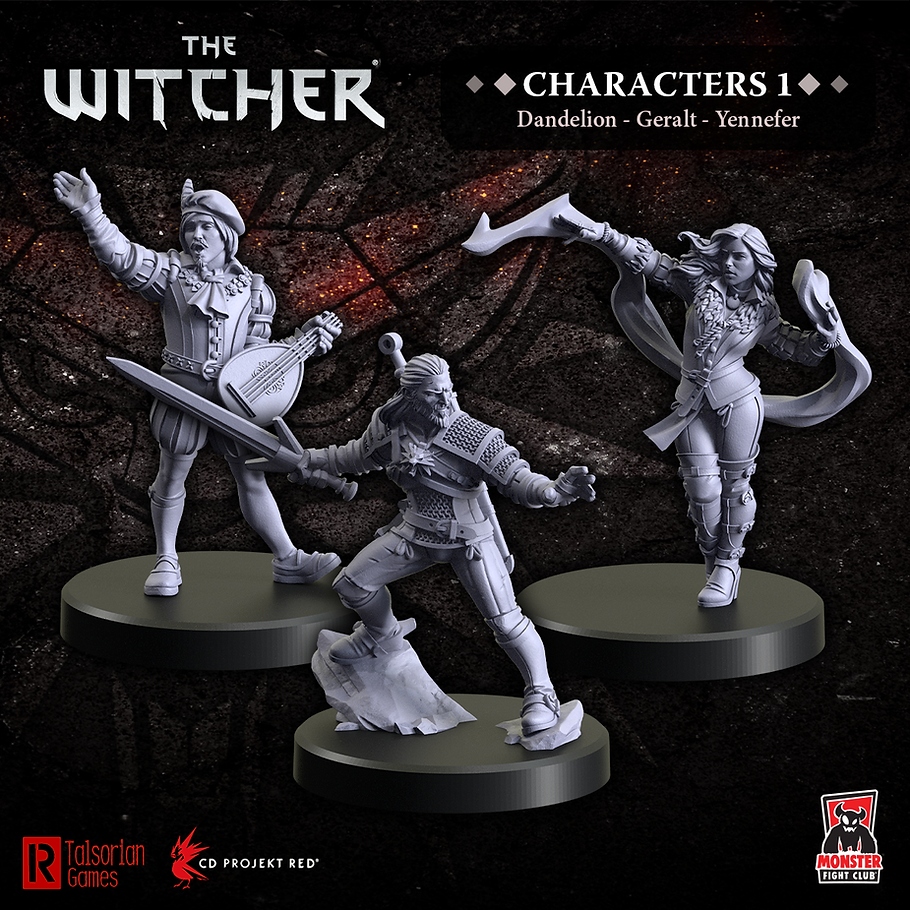 Модел The Witcher: Miniatures Characters 1 (Geralt, Yennefer, Dandelion ...