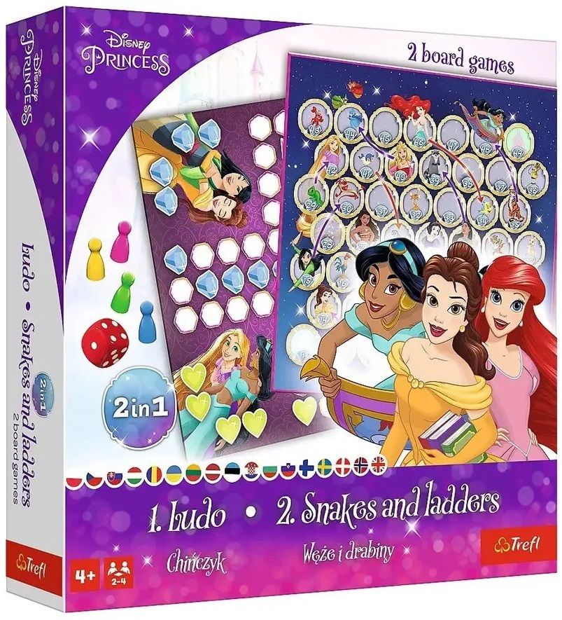 Настолна игра 2 в 1 Disney Princess (Ludo/Snakes and Ladders) - детска ...