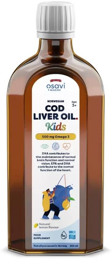 Norwegian Cod Liver Oil Kids, 500 mg, лимон, 250 ml, Osavi | Ozone.bg