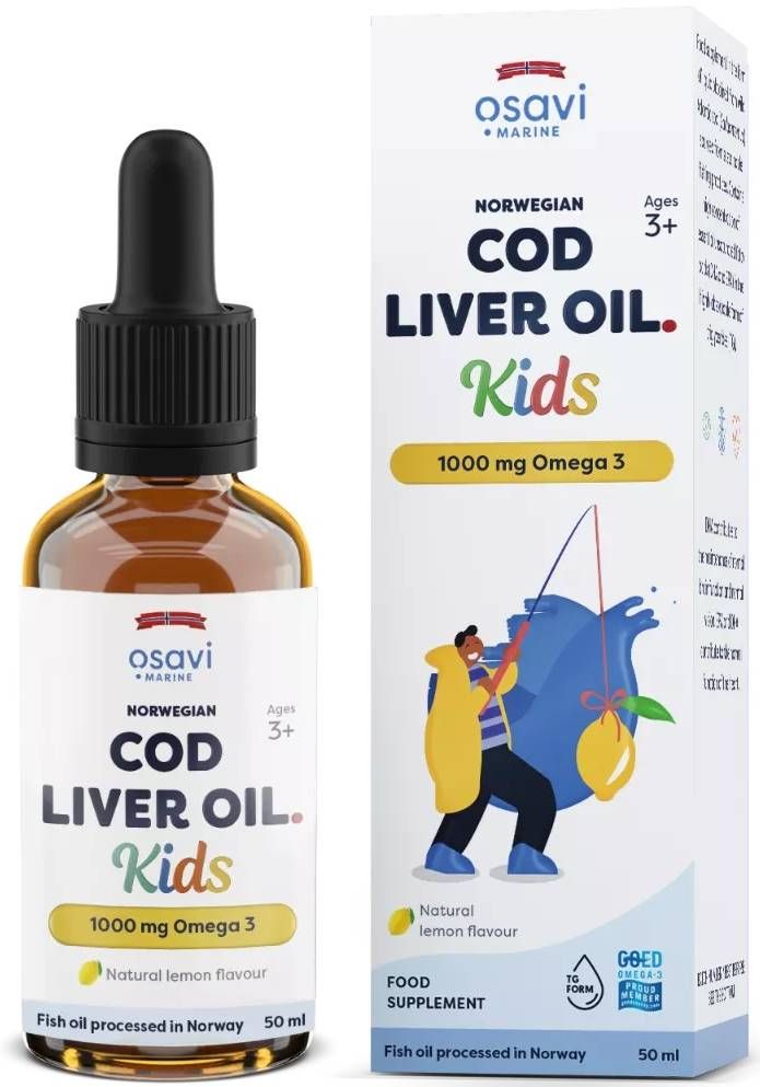 Norwegian Cod Liver Oil Kids Капки, 1000 mg, лимон, 50 ml, Osavi | Ozone.bg