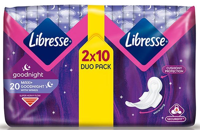 Нощни превръзки Libresse - Maxi Goodnight Duo, 20 броя | Добра цена ...
