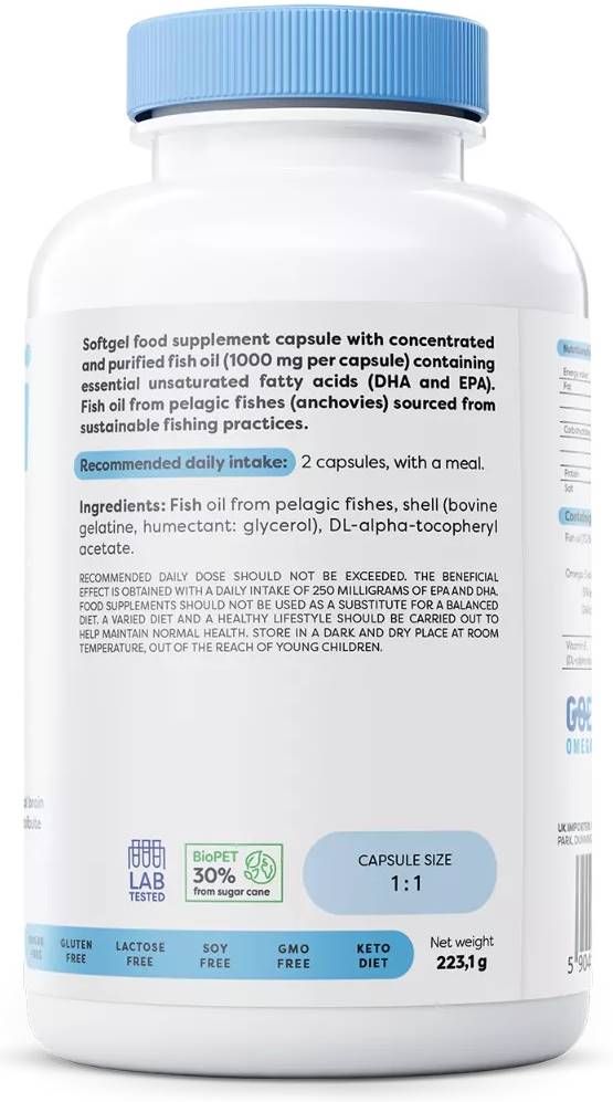 Omega-3 Fish Oil, 1000 mg, 180 гел капсули, Osavi | Ozone.bg
