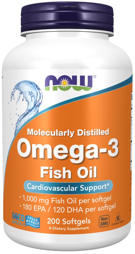 Omega-3 Molecularly Distilled, 200 капсули, Now | Ozone.bg
