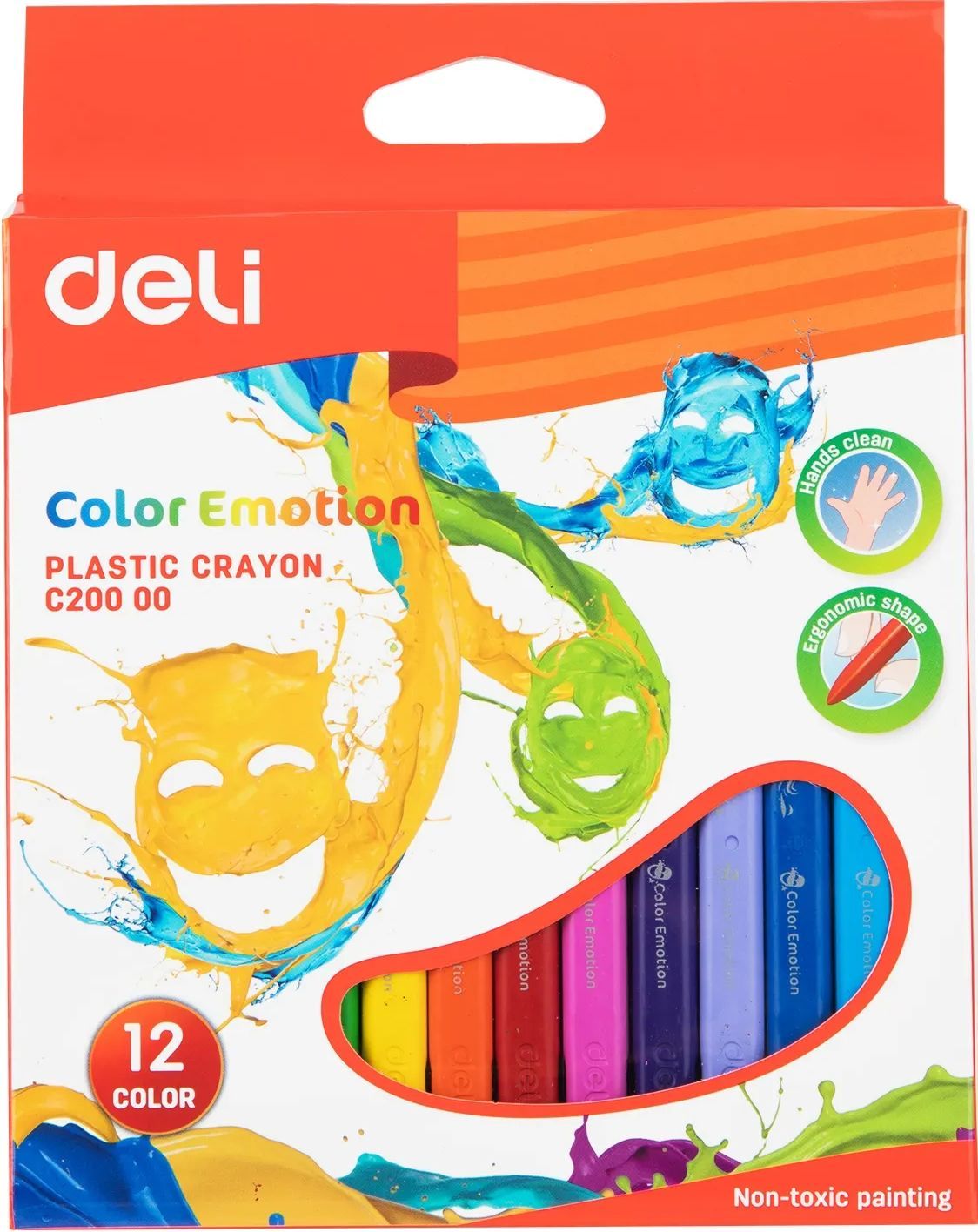 Пастели пластик Deli Color Emotion - EC20000, 12 цвята | Ozone.bg