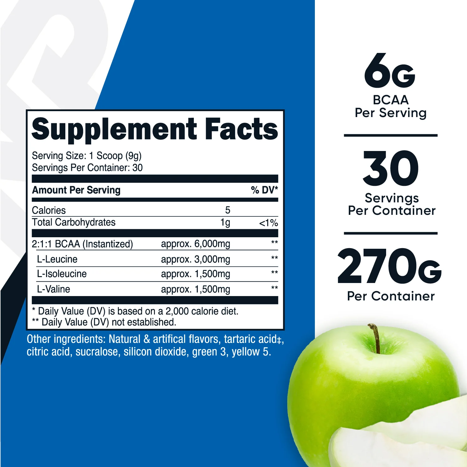 Performance BCAA, зелена ябълка, 270 g, Nutricost | Ozone.bg