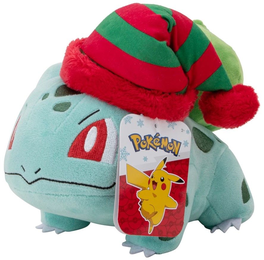 Плюшена фигура Jazwares Games: Pokemon - Bulbasaur with Christmas Hat, 20 cm | Ozone.bg