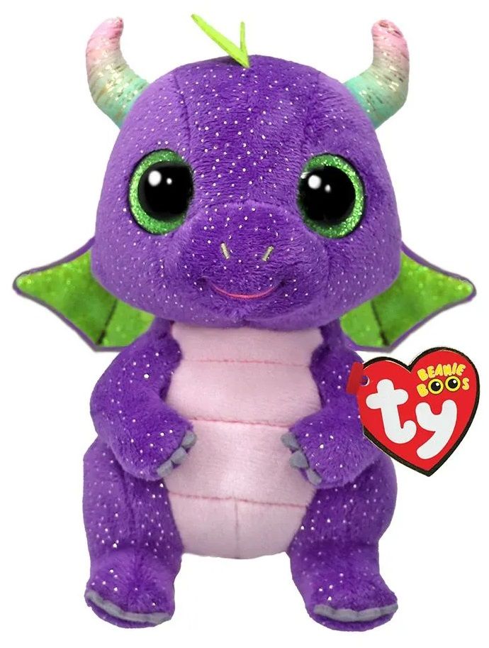 Плюшена играчка TY Toys Beanie Boos - Динозавър Daphne, лилав, 15 cm ...