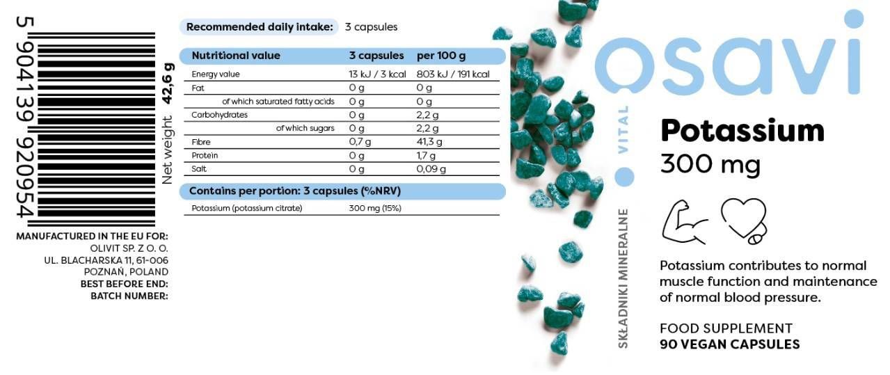 Potassium Citrate, 300 mg, 90 капсули, Osavi | Ozone.bg