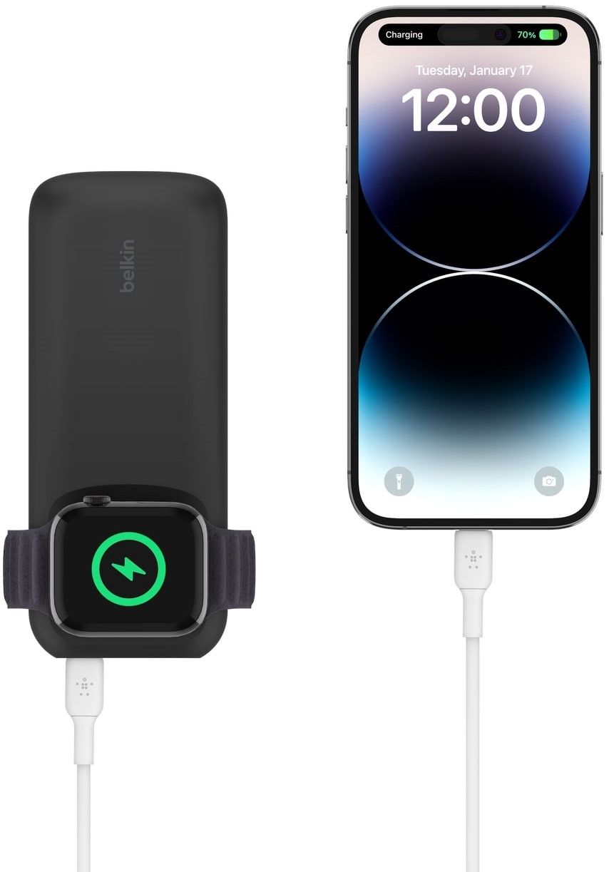 Портативна батерия Belkin - Power Bank 10K, Apple Watch Charge, черна ...