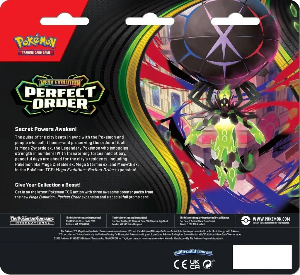Pokemon TCG: Mega Evolution Perfect Order 3-Pack Blister - Chikorita ...