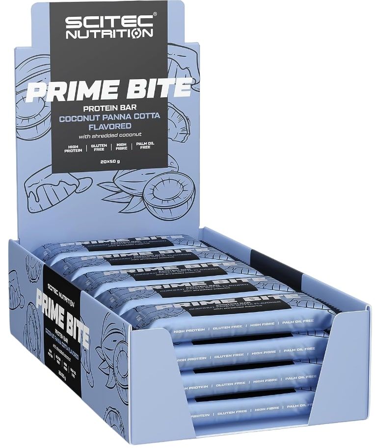 Prime Bite Протеинови барове, кокосова панакота, 20 броя, Scitec ...