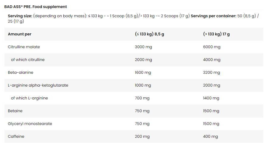 Pre Extreme Pre-Workout Formula, Fruit Massage, 500 g, Bad Ass | Ozone.bg