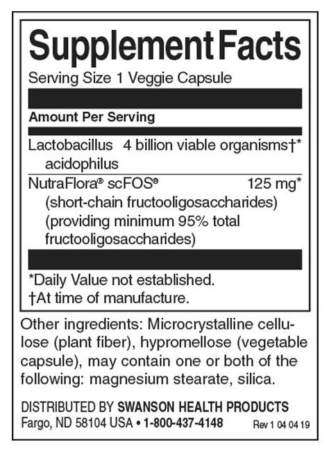 ProLacto Acidophilus, 60 растителни капсули, Swanson | Ozone.bg