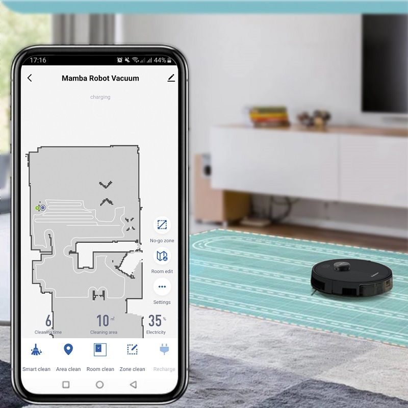 Прахосмукачка робот Rohnson - RM-01, HEPA H14, черна | Ozone.bg