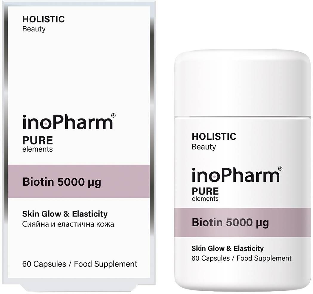 Pure Elements Biotin, 5000 μg, 60 капсули, InoPharm | Ozone.bg