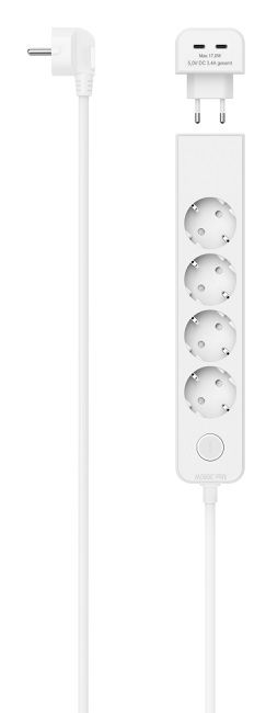 Разклонител Hama - 223191, 5 гнезда, USB, 1.4 m, бял | Ozone.bg