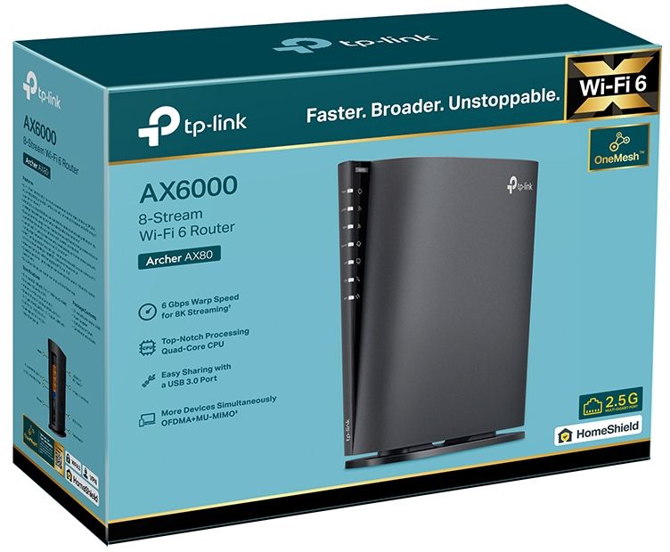 Рутер TP-Link - Archer AX80, 6Gbps, черен | Ozone.bg
