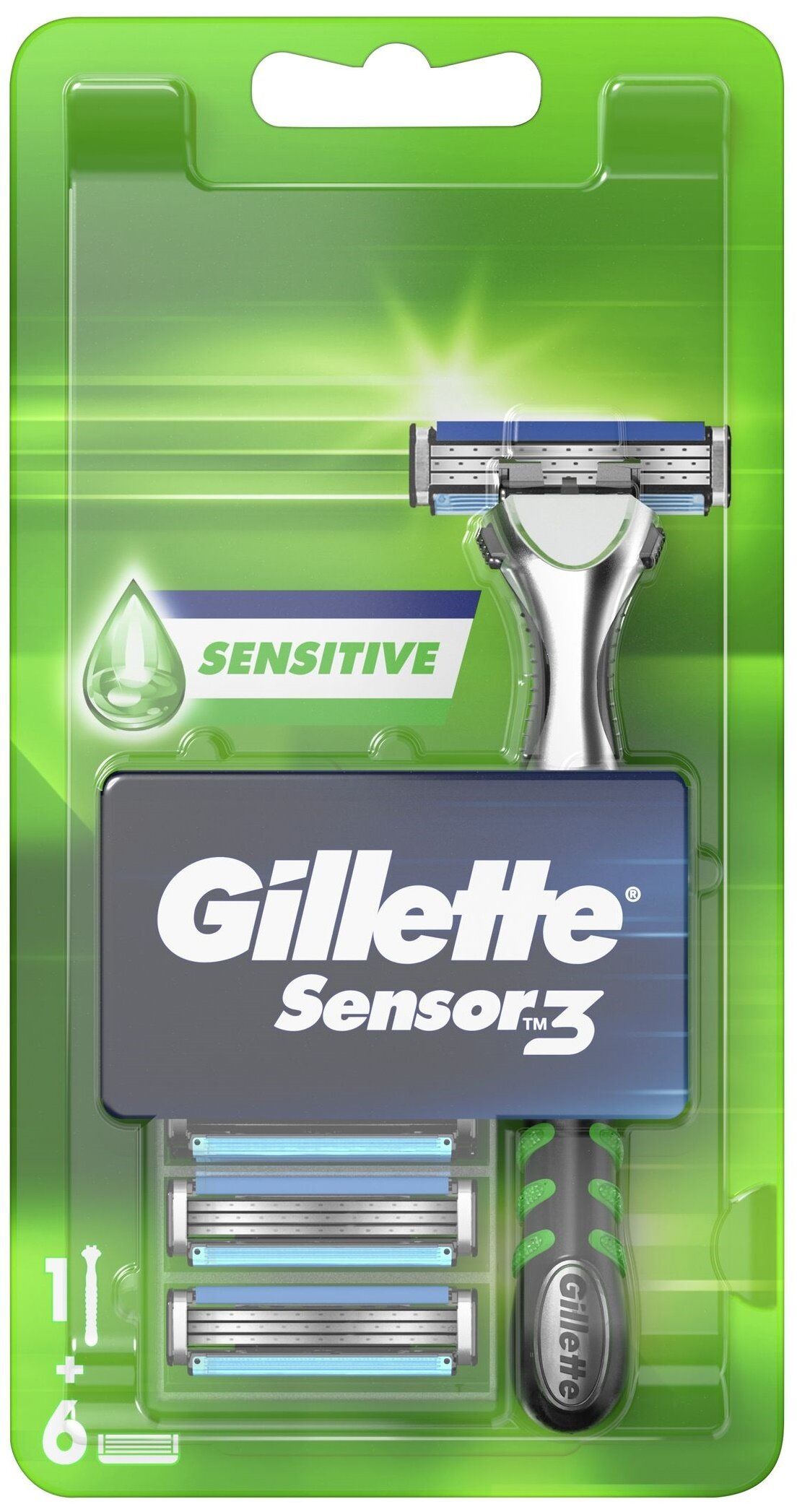 Gillette Sensor 3 Самобръсначка Sensitive, с 6 сменяеми ножчета | Ozone.bg