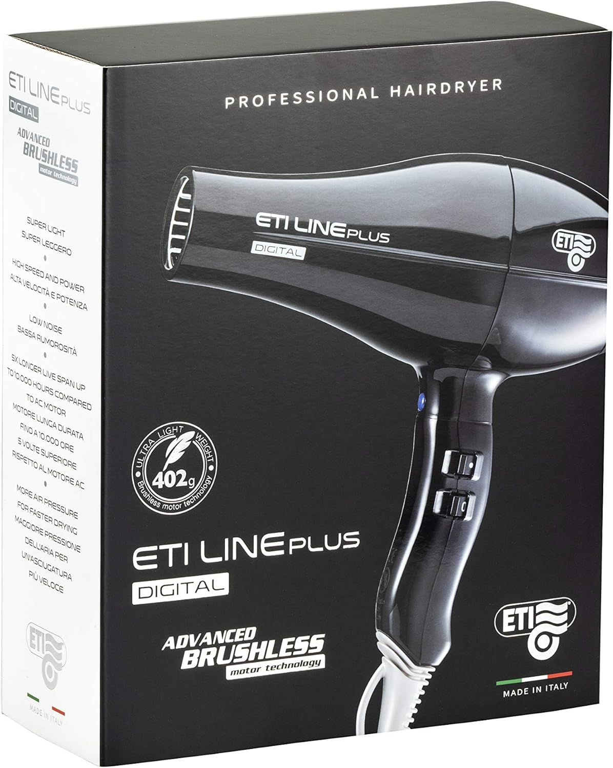 Професионален сешоар ETI - Line Digital Plus, 2500W, черен | Ozone.bg