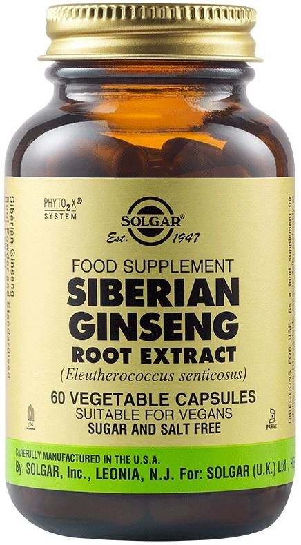 Siberian Ginseng Root Extract, 60 растителни капсули, Solgar | Ozone.bg