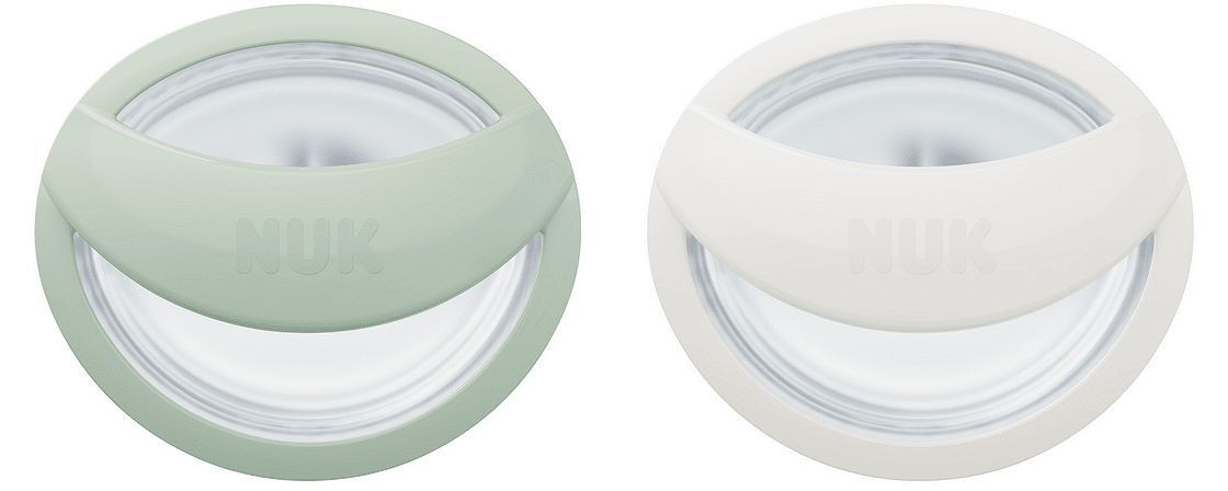 Силиконови залъгалки NUK Mommy Feel - 0-9 месеца, 2 броя, зелена и бяла | Добра цена | Ozone.bg