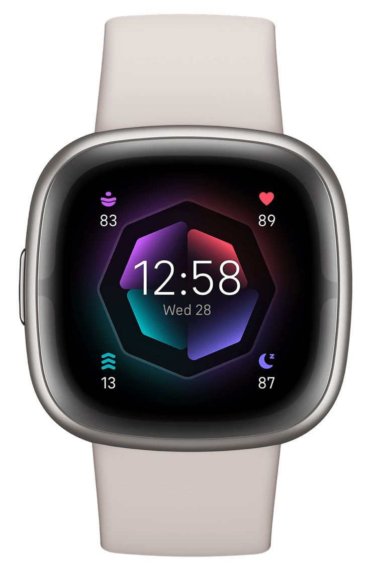 Смарт часовник Fitbit - Sense 2 Lunar White/Platinum Aluminum | Ozone.bg