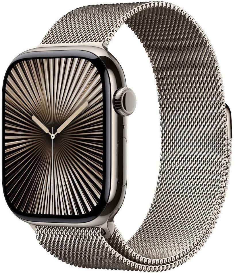 Смарт часовник Apple - Watch S10 Cell, 46 mm, M/L, Natural Titanium ...