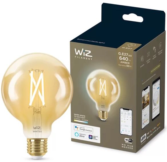 Смарт крушка WiZ - Filament, 7W LED, E27, G95, Amber, dimmer | Ozone.bg