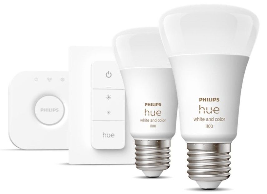Смарт крушки Philips - HUE Get Started RGB, 9W, E27, A60, 2 бpоя, dimmer | Ozone.bg