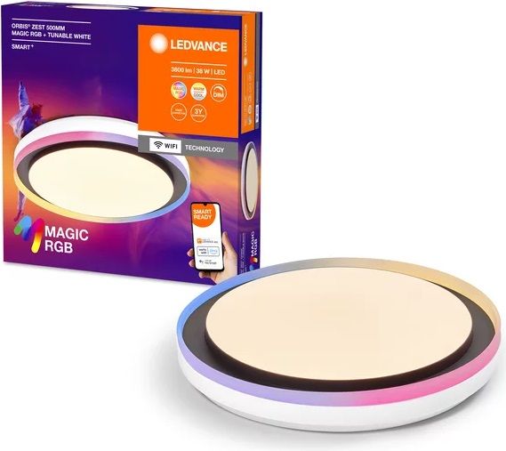 Смарт плафон Ledvance - Orbis RGB, 500 mm, димируем, черен | Ozone.bg