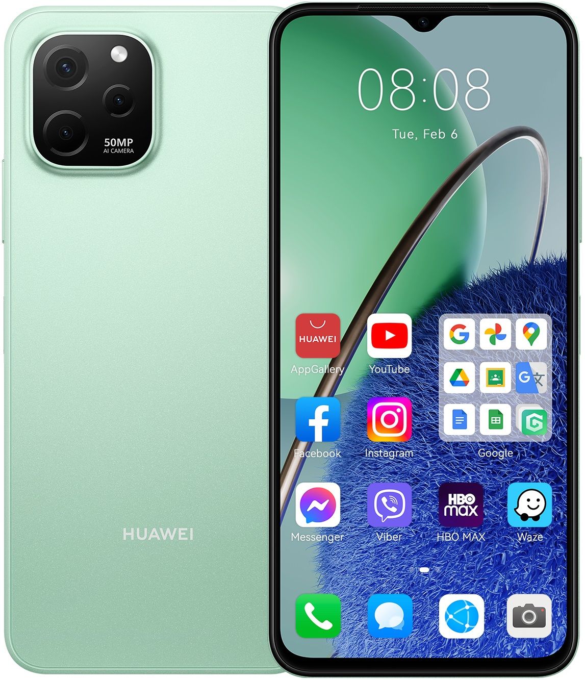 Смартфон Huawei - Nova Y61, 6.52'', 4GB/64GB, Mint Green | Ozone.bg