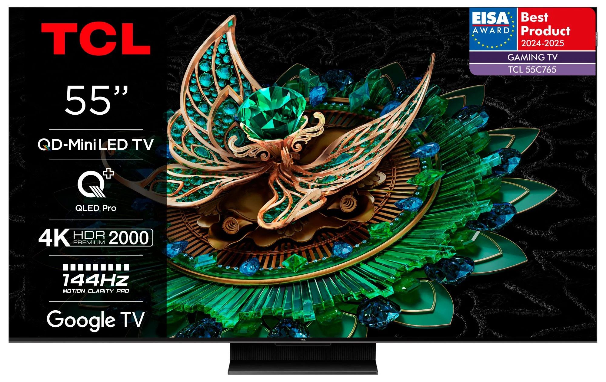 Смарт телевизор TCL - 55C765, 55'', QD-Mini LED, 4K, 144Hz, черен ТОП ...