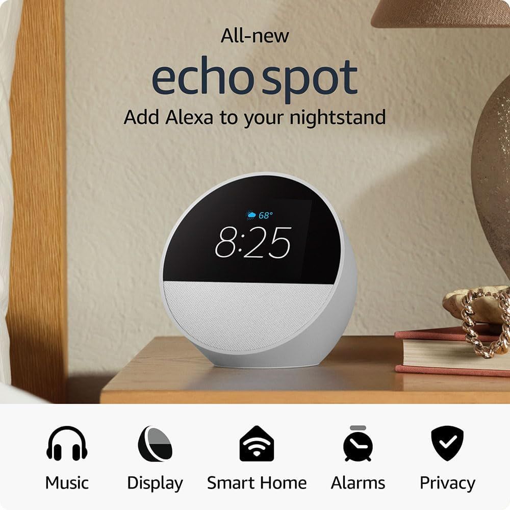 Смарт колонка Amazon - Echo Spot, бяла | Ozone.bg