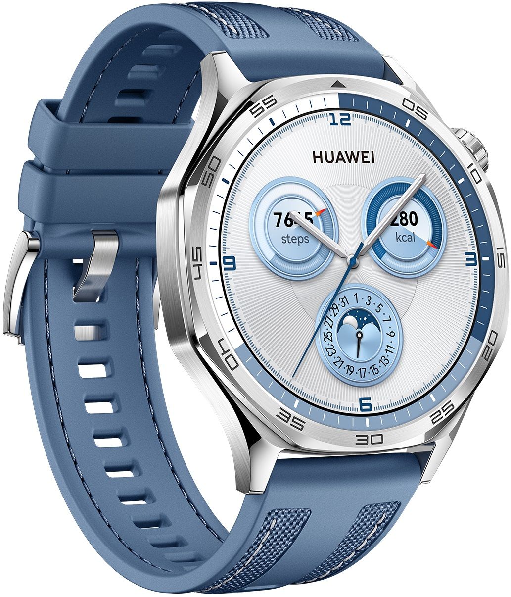 Смарт часовник Huawei - Watch GT5, 1.43'', 46 mm, Silver/Blue Nylon ...